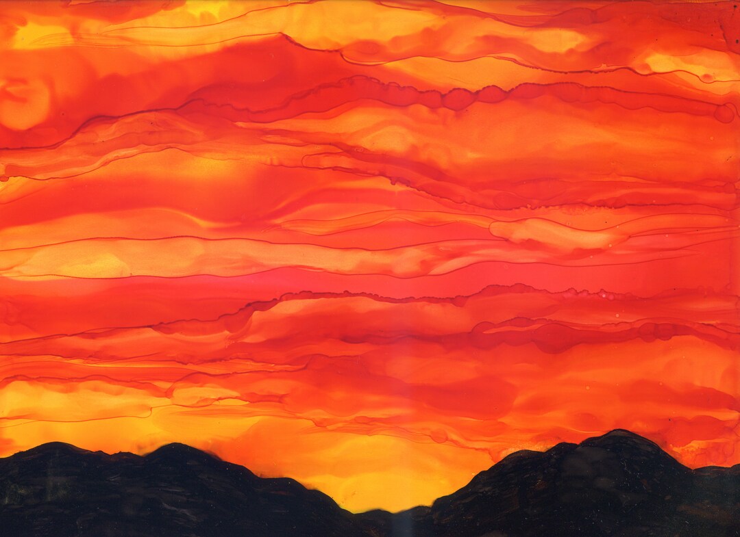 Amazing Sunset - Alcohol Ink - Print - Etsy