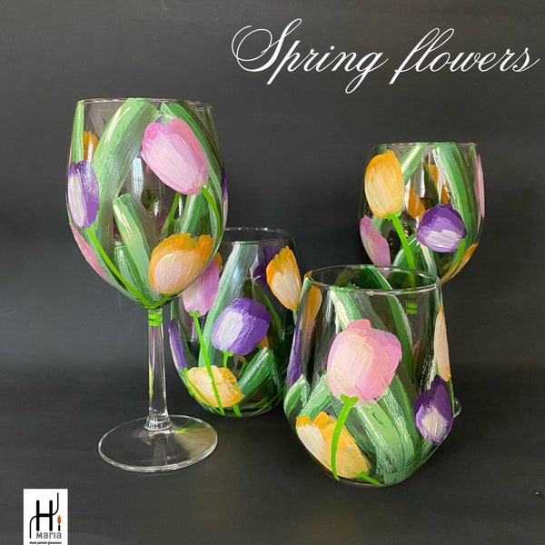 Spring Wine Glasses - Etsy