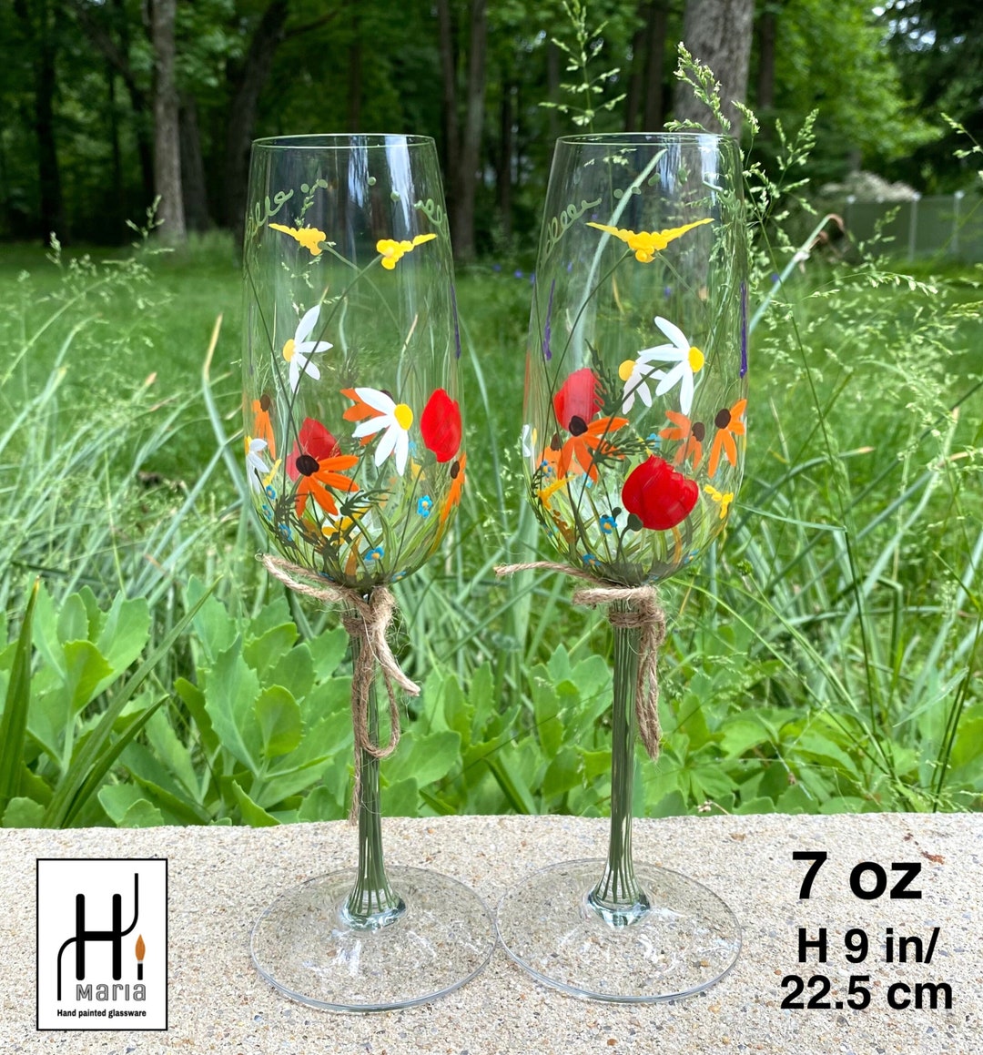 Wedding Flutes, Rustic Wedding Decorations, Wildflowers Wedding Decor ...