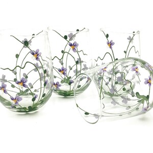 Orchids Wine Glasses -- Hand Painted Stemless Wine Glasses, Wedding ...