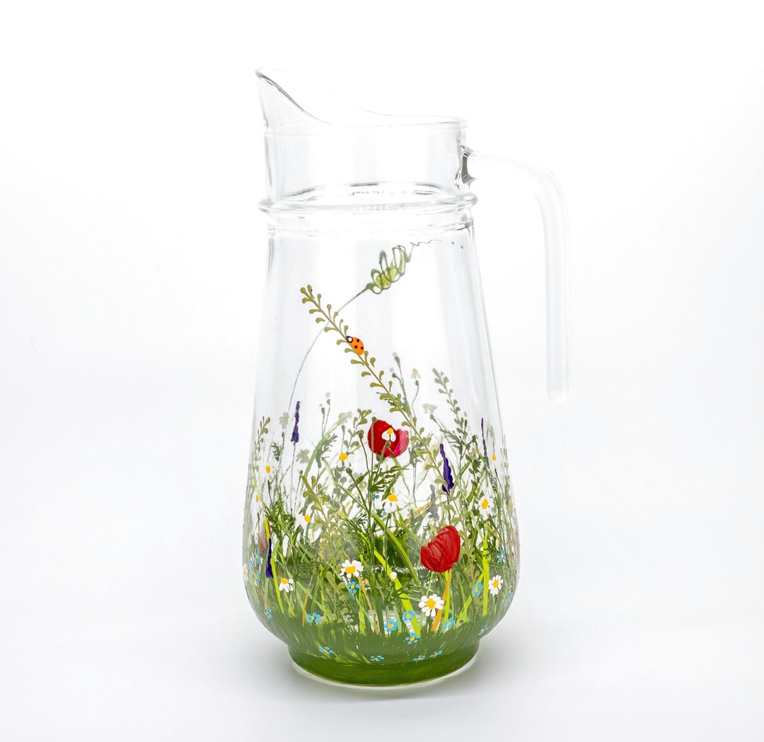 Hand Painted Pitcher, Wildflowers Pitcher, Farmhouse Kitchen Decor ...