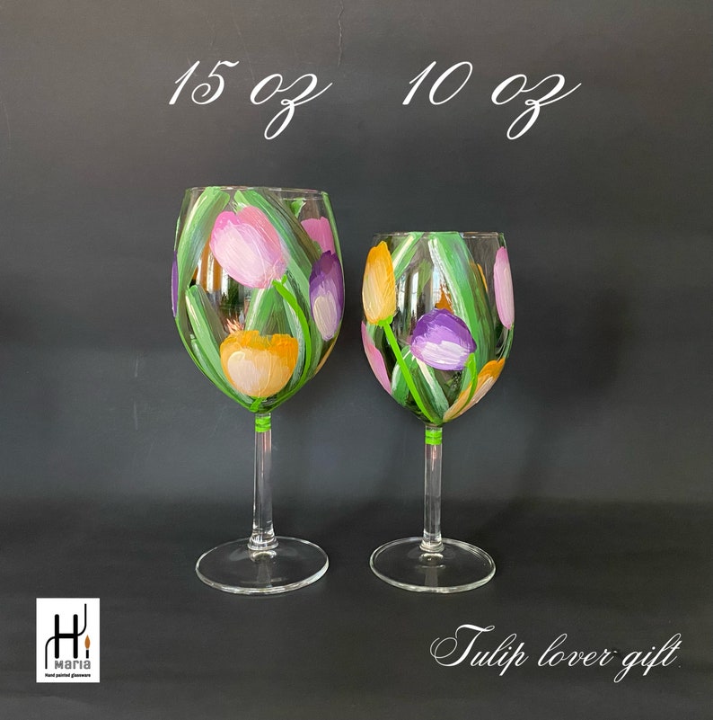 Tulip Wine Glasses Spring Flowers Easter Decor Easter - Etsy