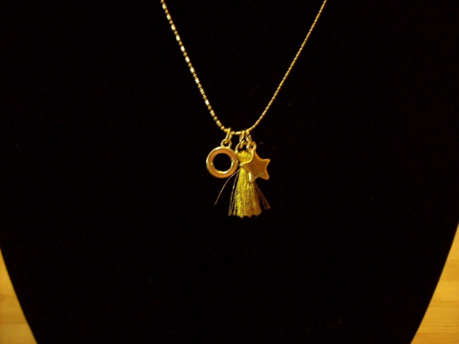 Gold Color Star, Ring, & Tassel Necklace Nichol Free 18 1/2 Inch Chain ...