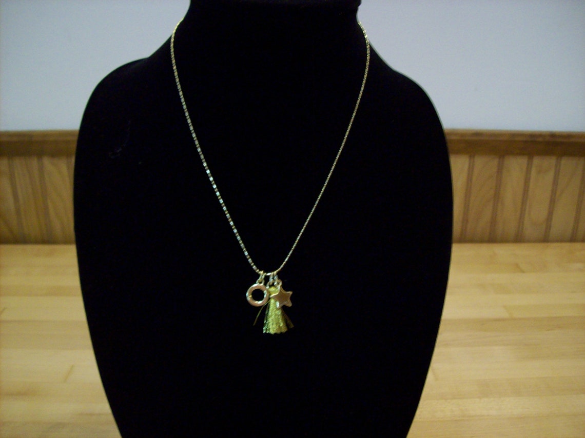 Gold Color Star, Ring, & Tassel Necklace Nichol Free 18 1/2 Inch Chain ...