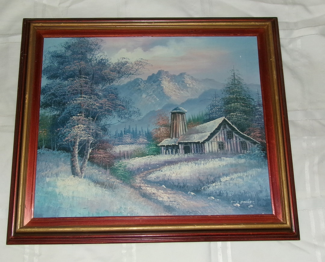 W Zeller Original Oil on Canvas Wall Art Wood Frame Shack in - Etsy