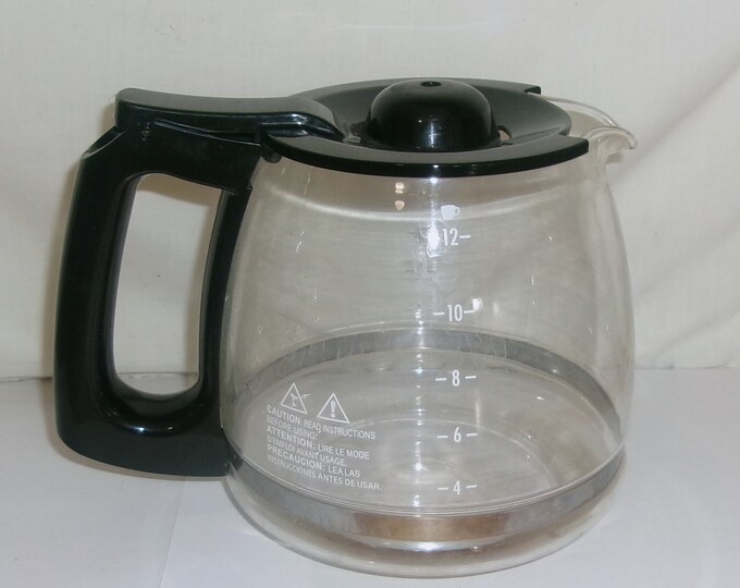 Vintage 12 Cup Glass Replacement Coffee Pot Carafe White Handle & Lid ...