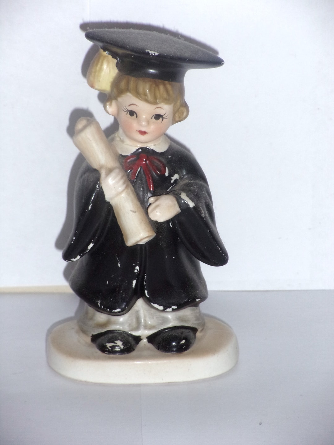 Lefton China Graduation Girl Figurine W Diploma and Black Cap Gown ...