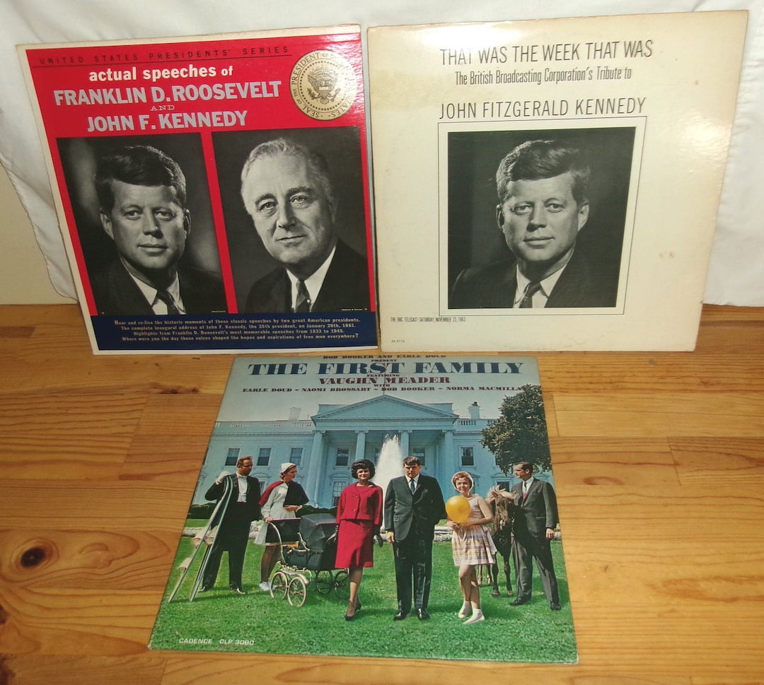 John F. Kennedy JFK Memorabilia Vintage Records Set of 3 Speeches and ...