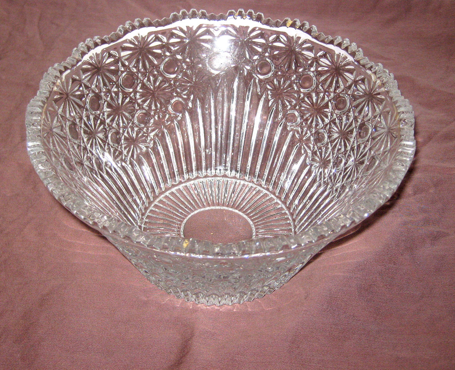 Serving Bowl Irena Crystal Glass Poland Kitchen Dining Sawtooth Edge ...