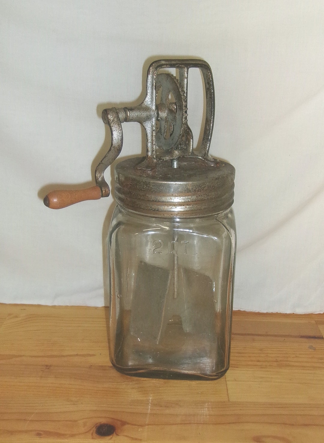 Antique Butter Churn Hand Mixer 2 Quart Canister Metal and - Etsy