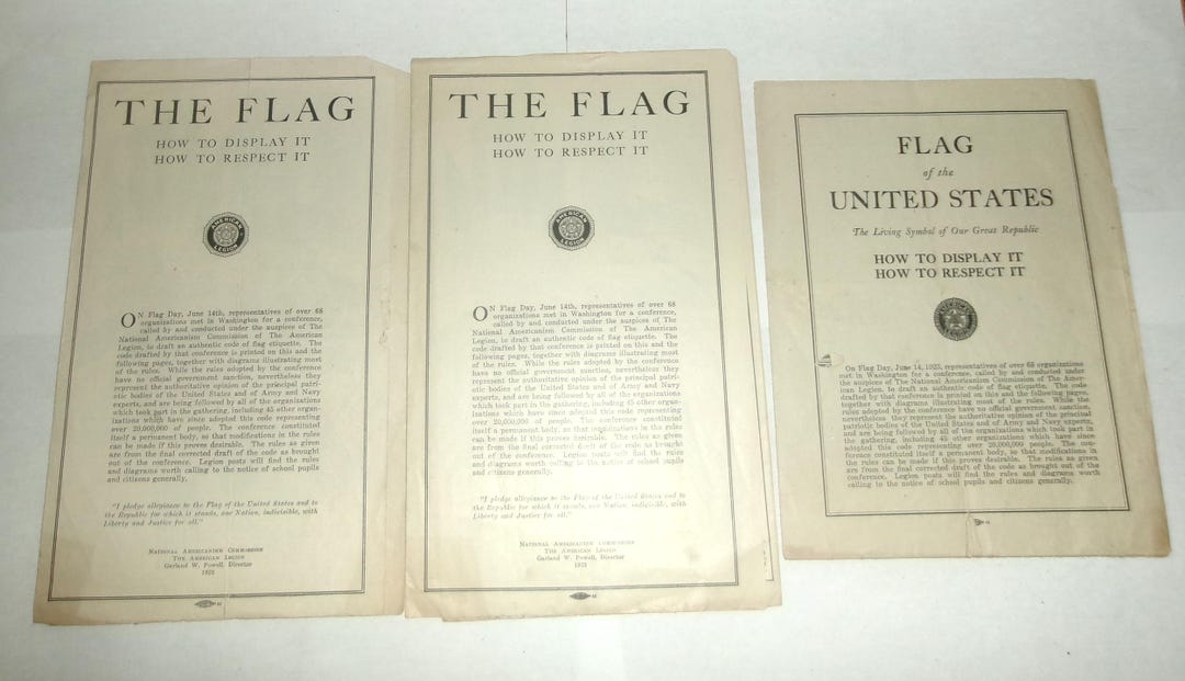 Vintage 1923 USA Flag of the United States How to Display & Respect ...