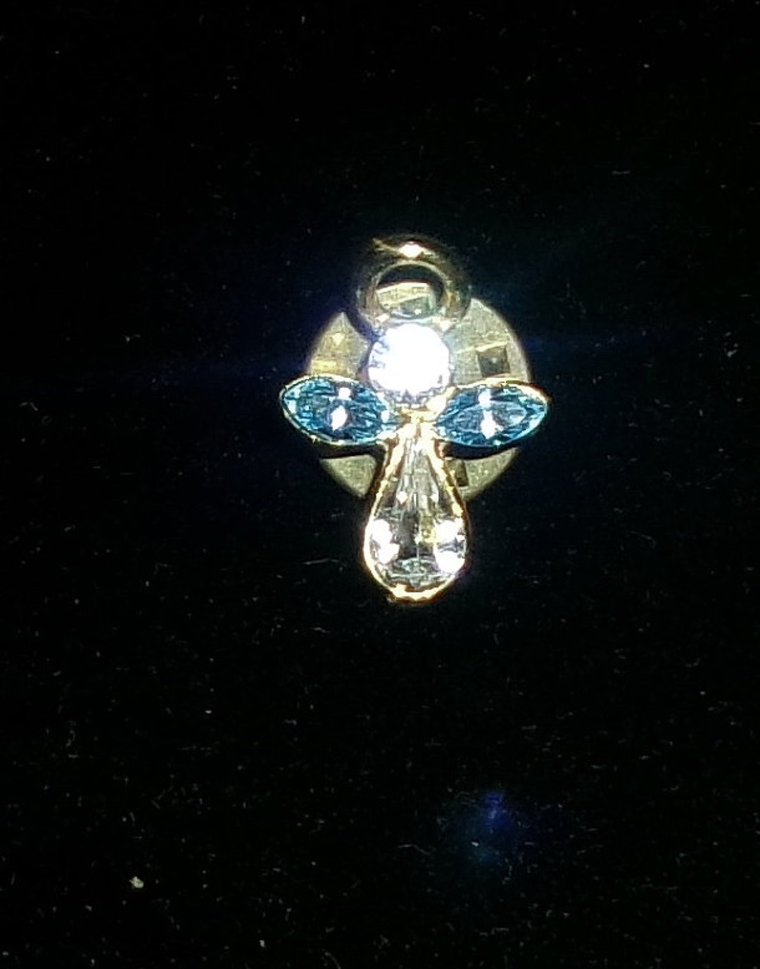 Tack Pin OSC Made in USA Angel White and Light Blue Rhinestones ...
