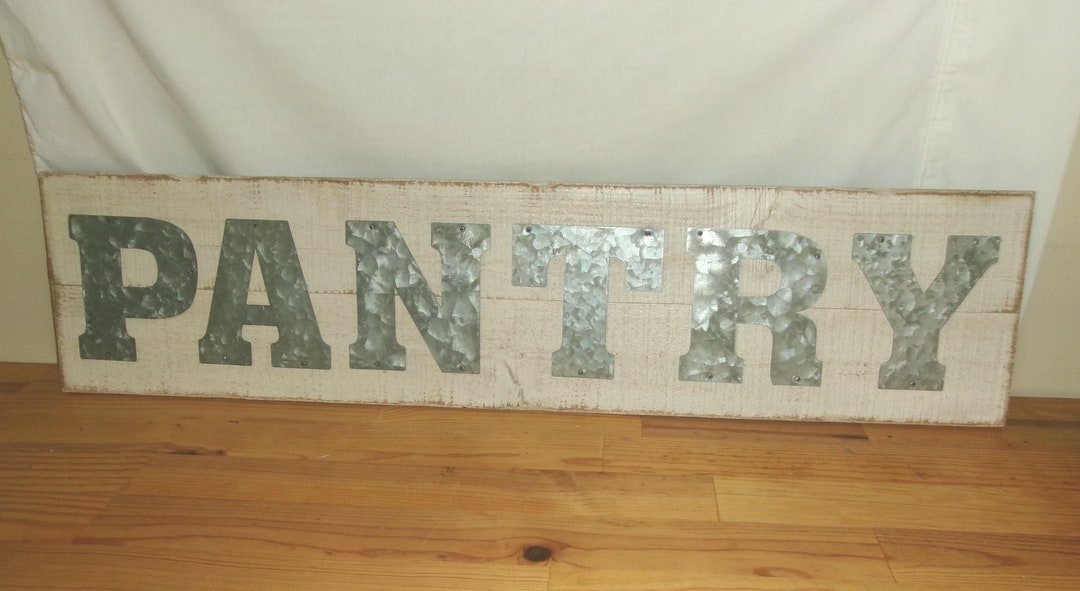 Pantry Kitchen Wall Hanging Wood With Galvanized Steel Metal Letters ...