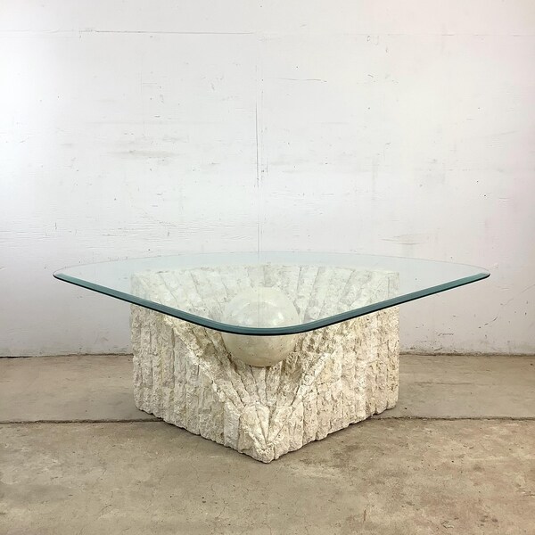 Stone and Glass Coffee Table - Etsy