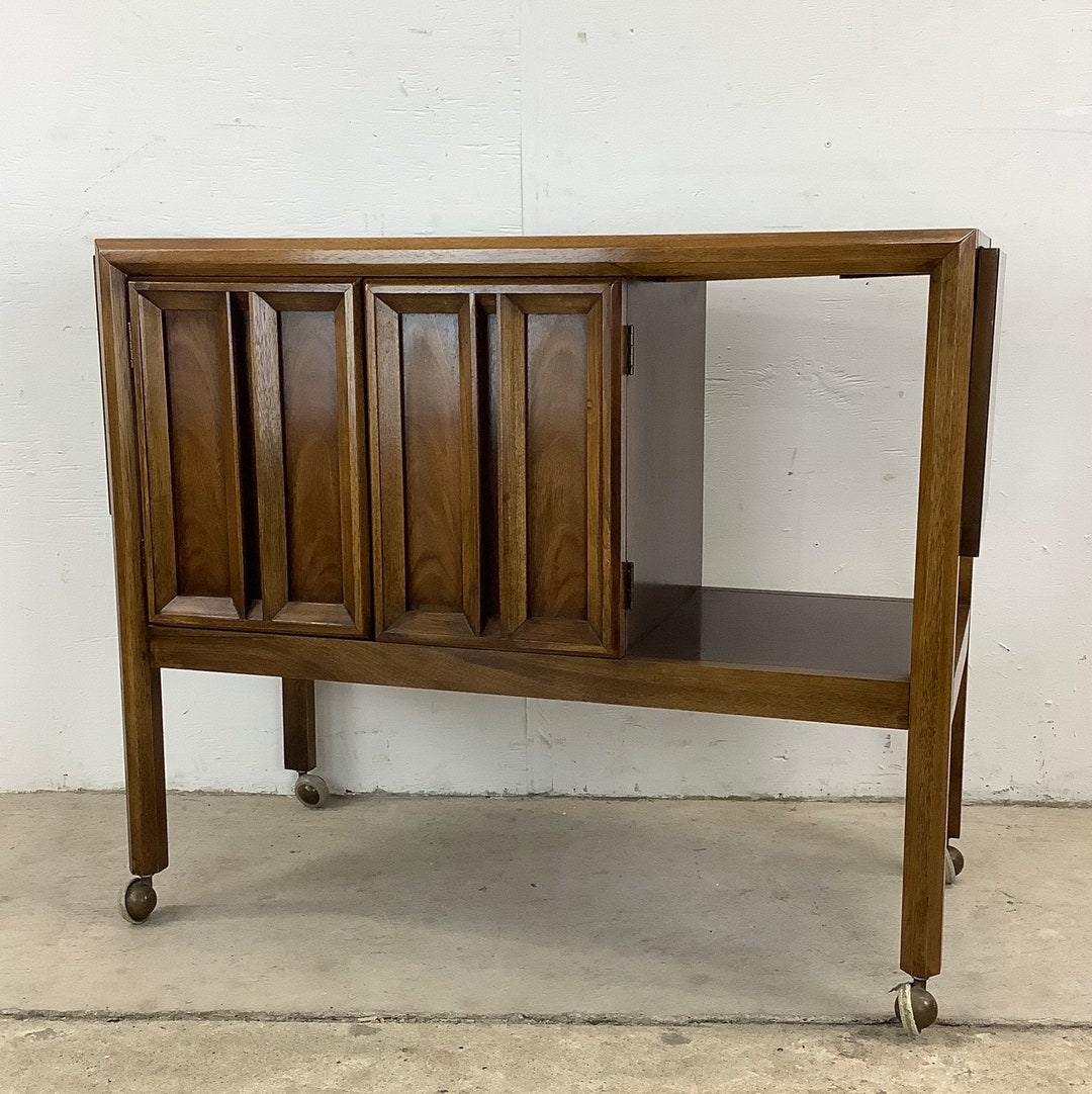 Mid-century Modern Walnut Bar Cart With Leaves - Etsy
