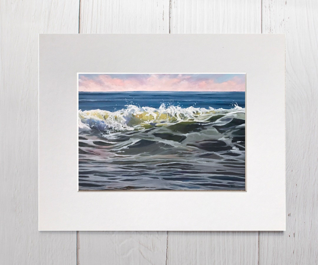 Matted Art Print, Coastal Art, Ocean, Waves, Ocean Art, Marine Art ...