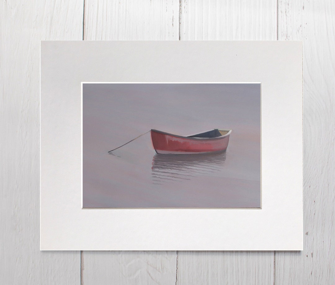 5x7, 8x10, Matted Print, Coastal Art, Red Dinghy, Dinghy Painting, Red ...