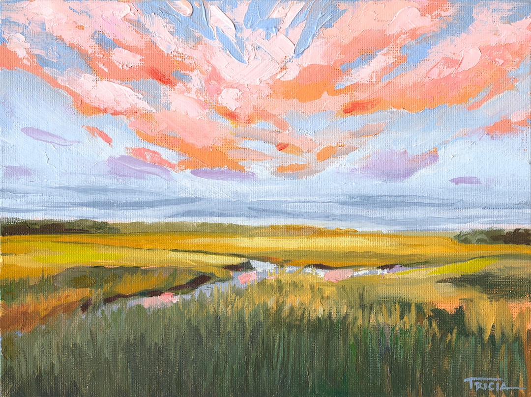 5"x7", 8"x10", Matted Print, Marsh Painting, Marsh Sunset Painting ...