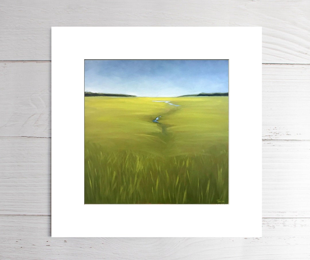 Art Print, Matted Print, Marsh Painting, 8x8, Square Print, Framed ...