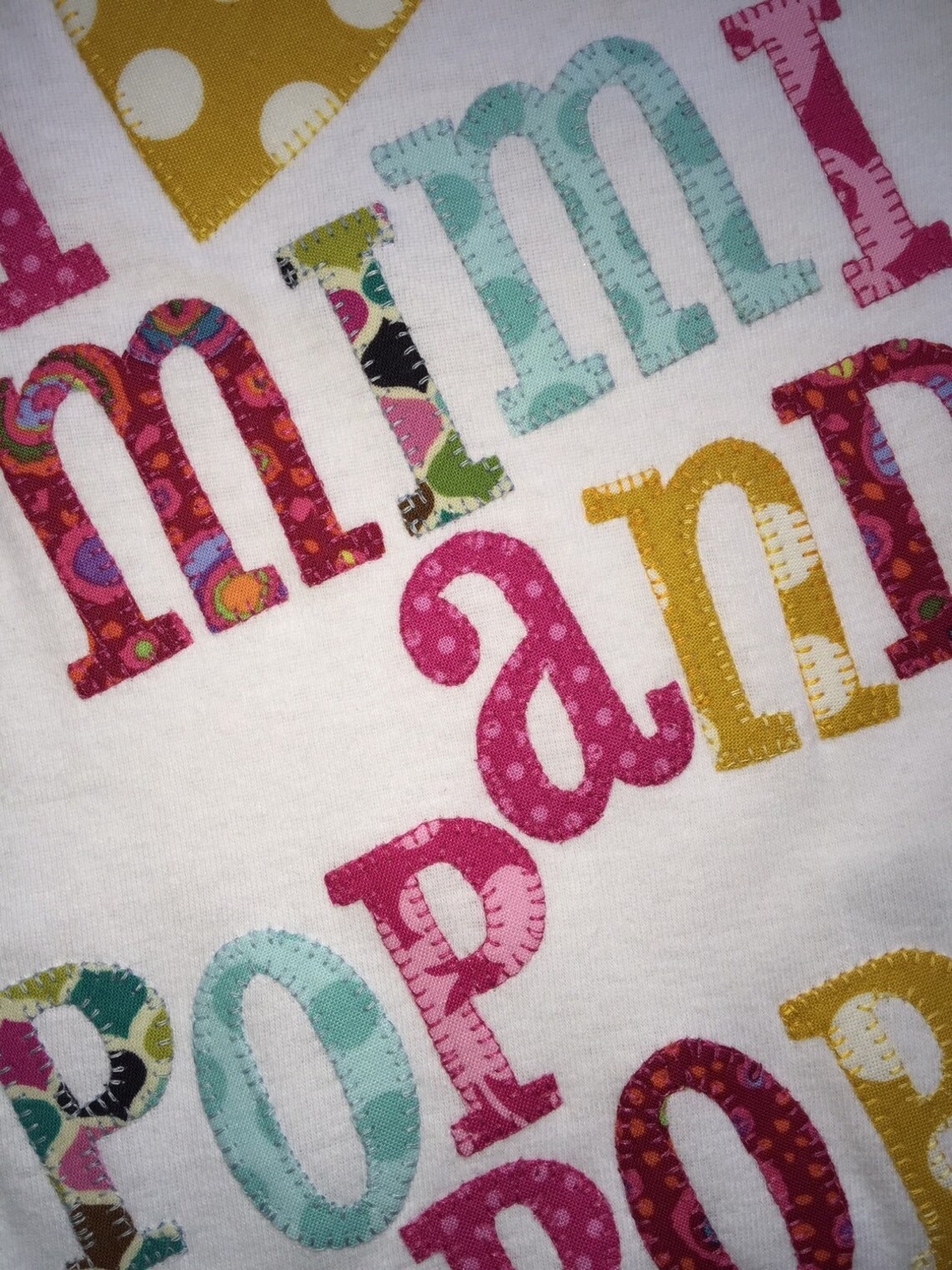 Appliqued, I Heart Mimi and Pop Pop in Beautiful Fabrics - Etsy