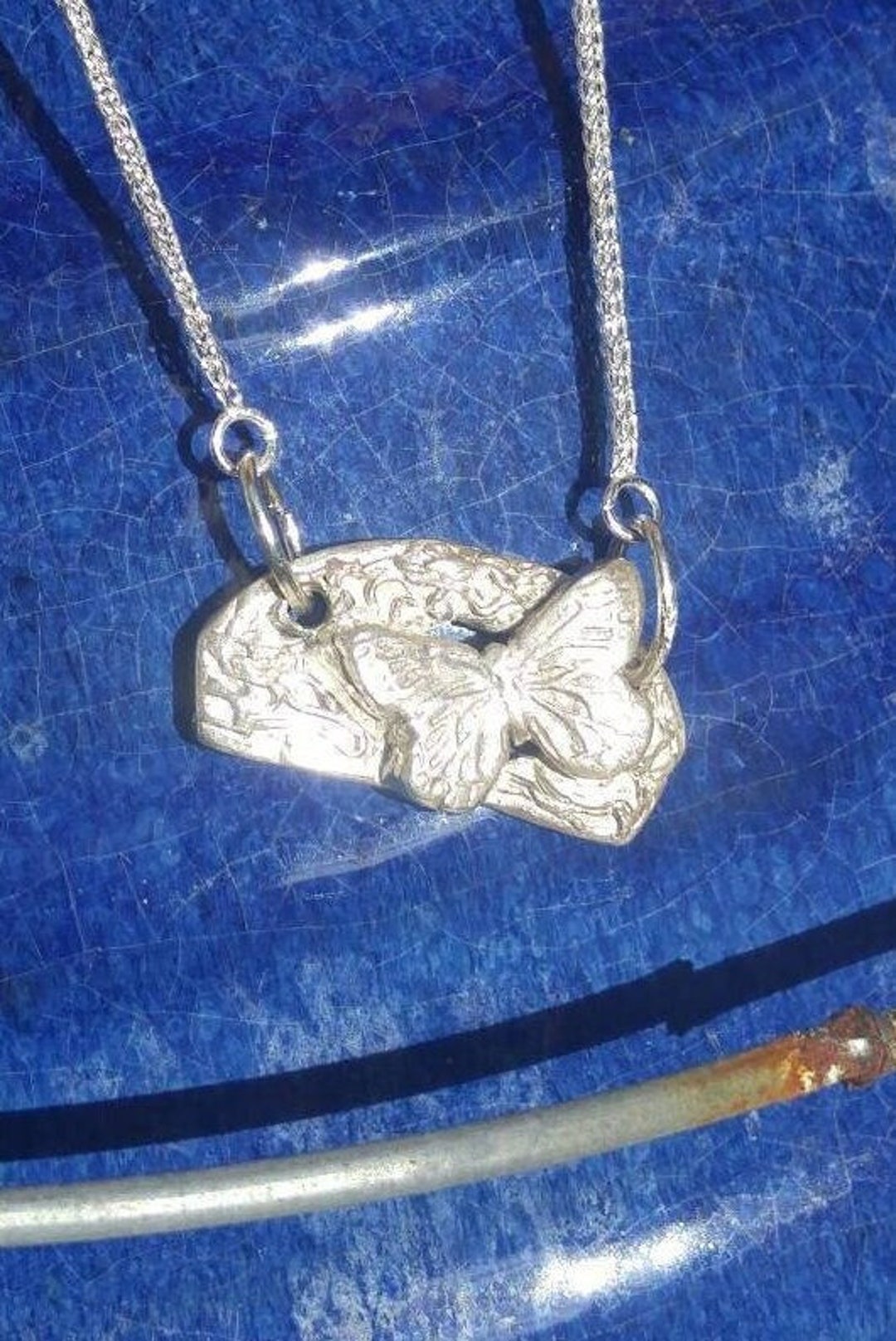 Carved Butterfly Necklace Fine Silver Sterling Silver Chain - Etsy