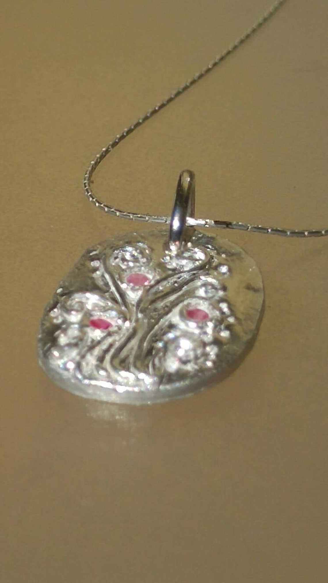 Flower Pendant Pink Sapphire Ruby Blossom Necklace Sterling | Etsy