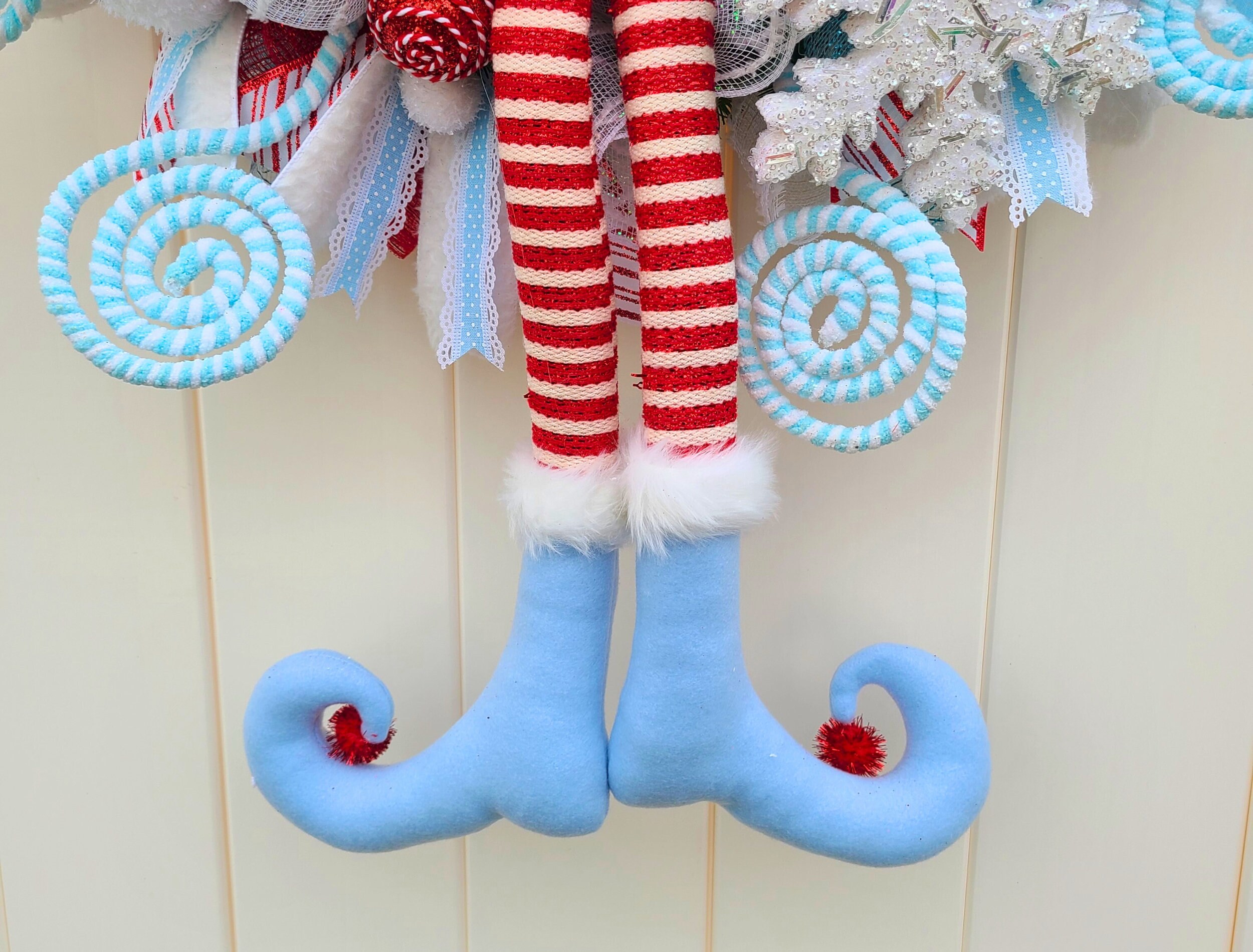 Christmas Elf Wreath for Front Door Holiday Elf Door Hanger - Etsy