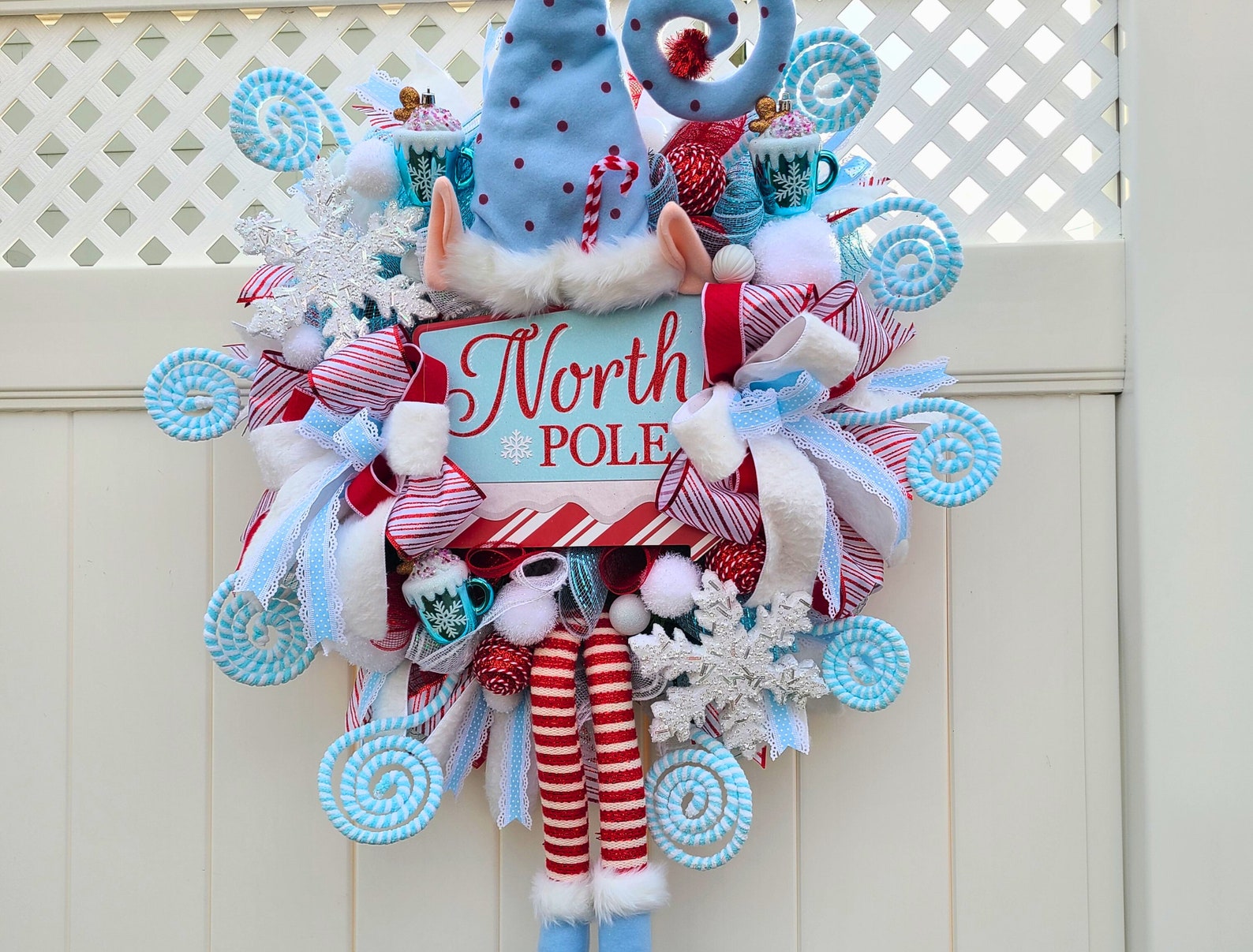 Christmas Elf Wreath for Front Door Holiday Elf Door Hanger - Etsy