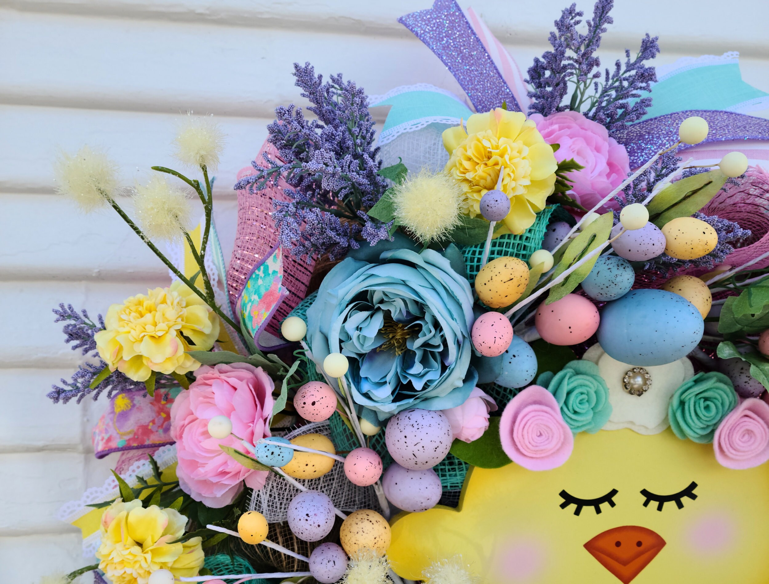 Spring Baby Chick Wreath for Front Door, Easter Door Hanger, Easter Egg ...