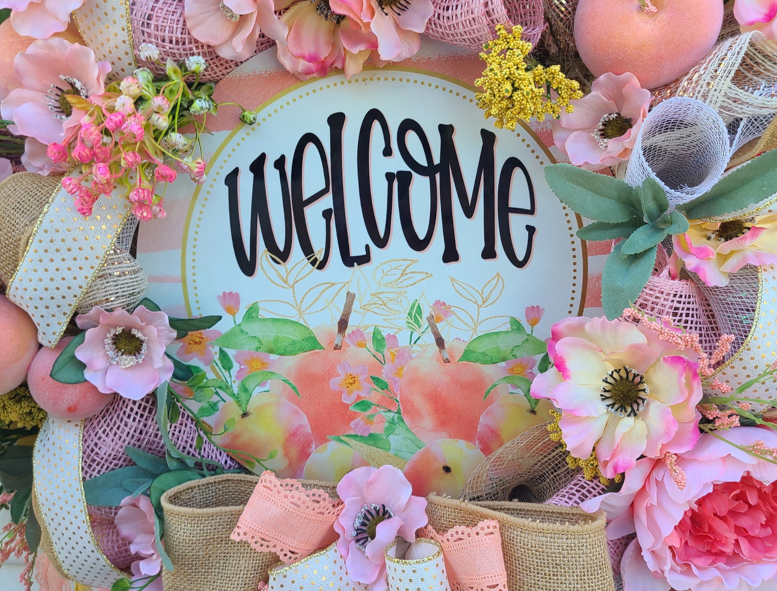 Welcome Peaches Wreath for Front Door, Everyday Spring and Summer Door ...