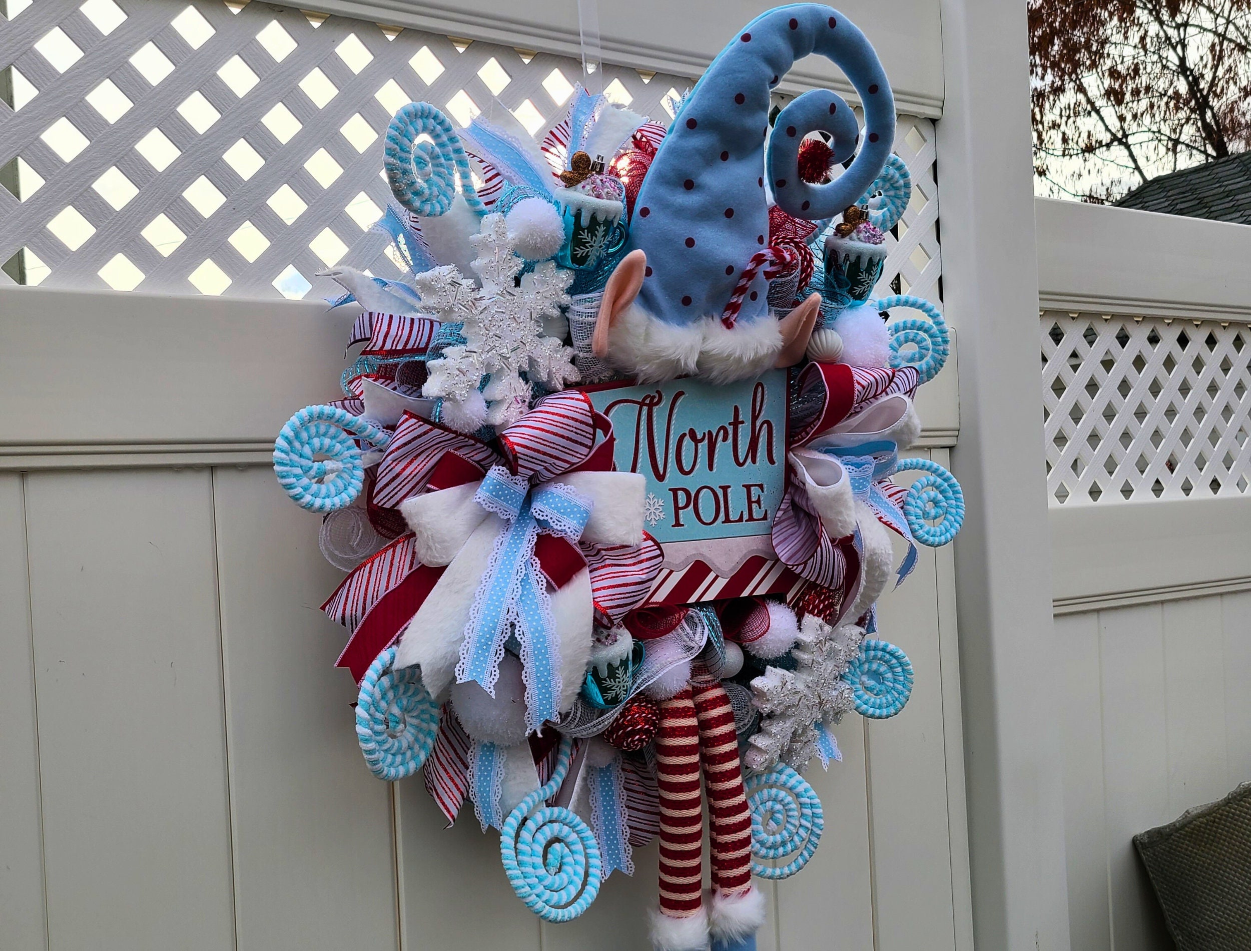 Christmas Elf Wreath for Front Door Holiday Elf Door Hanger - Etsy