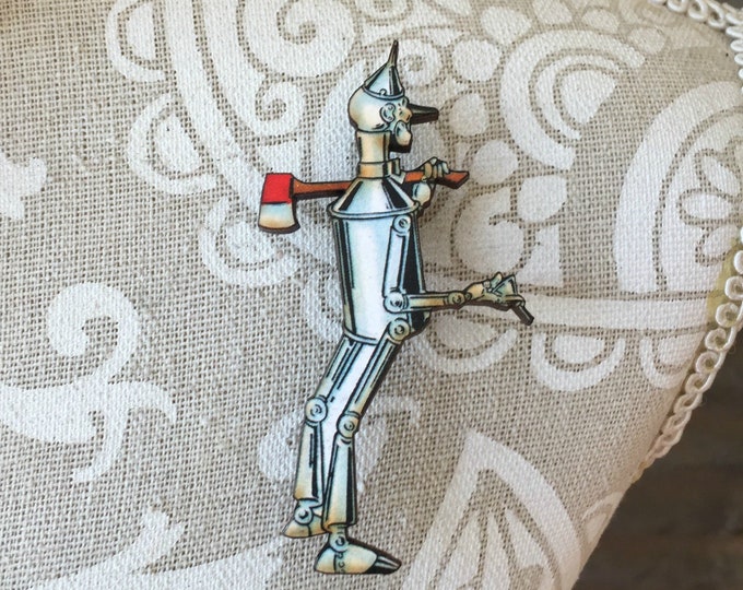 Tin Man Pin, Tin Man Brooch, Wizard of Oz Pin Wooden Pin, Stocking ...