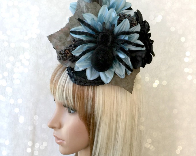 Spider Hat Halloween Fascinator Tarantula Hat Blue and - Etsy