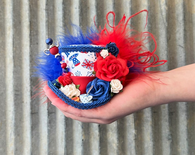 Micro Mini Top Hat, Tea Cup Hat, Union Jack Flower Hat, Alice in ...