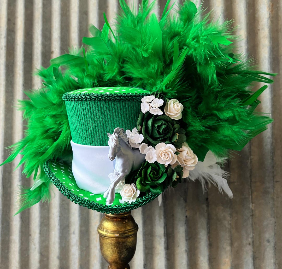 Mini Top Hat, Kelly Green Mini Top Hat, Horse Hat, Alice in Wonderland ...