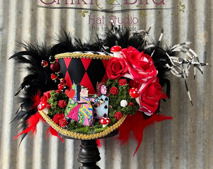 Mini Top Hat, Queen of Hearts Mini Hat, Mad Tea Party Hat, Red Queen ...