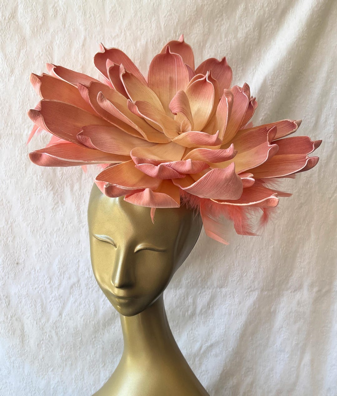 Kentucky Derby Fascinator, Peach Succulent Fascinator, Tear Drop ...