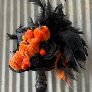 Mini Top Hat, Fall Mini Top Hat, Thanksgiving Hat, Black and Orange ...