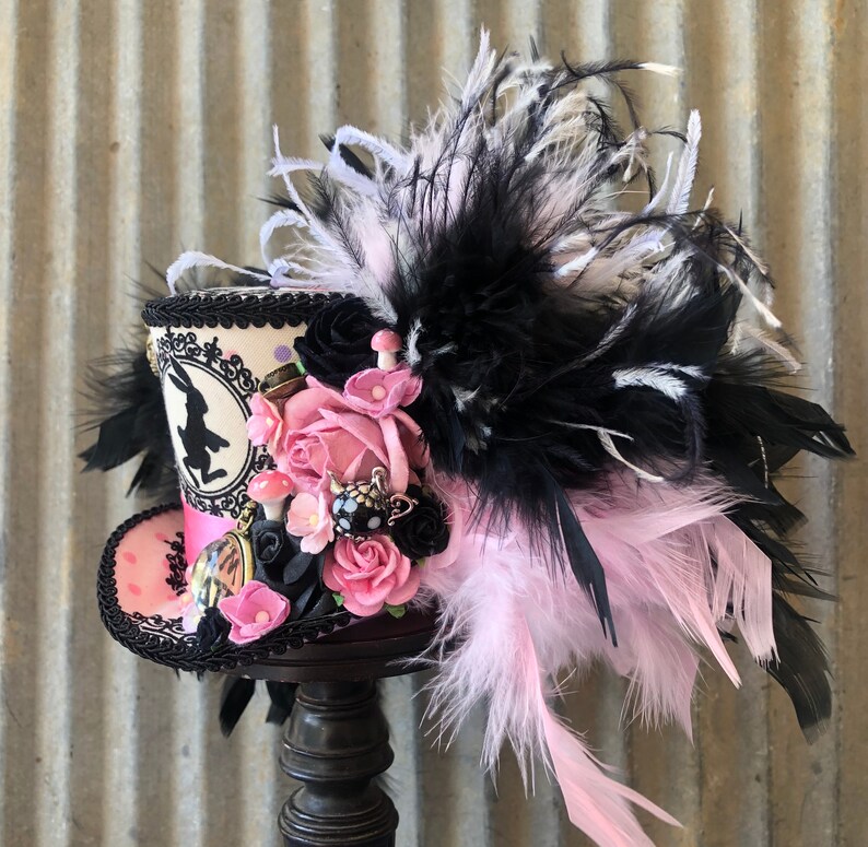 Mini Top Hat Tea Hat Pink Polka Dot White Rabbit Tea Hat - Etsy