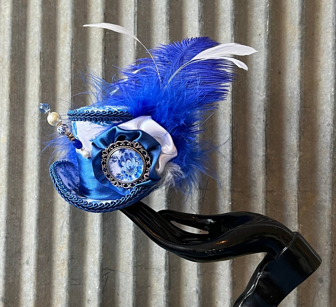Micro Mini Top Hat, Tea Hat, Royal Blue Mini Hat, Alice in Wonderland ...