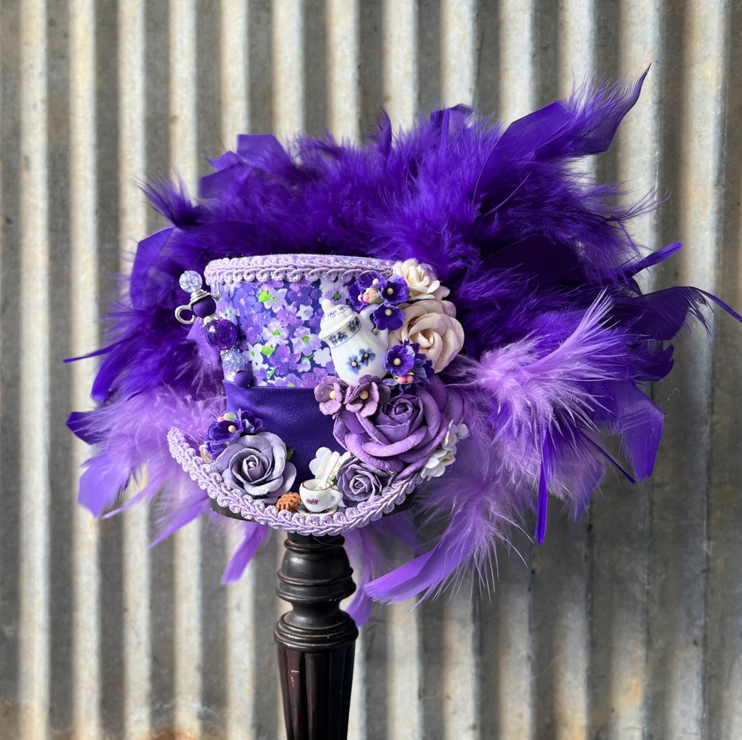 Mini Top Hat, Purple and White Tea Cup Hat, Alice in Wonderland, Mad ...