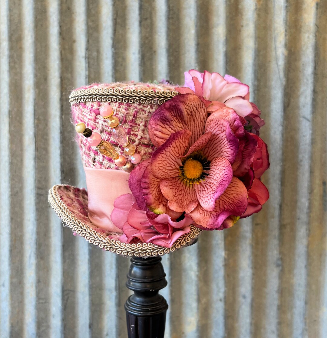 Mini Top Hat, Blush Pink Mini Hat, Alice in Wonderland Hat, Bridal Mini ...