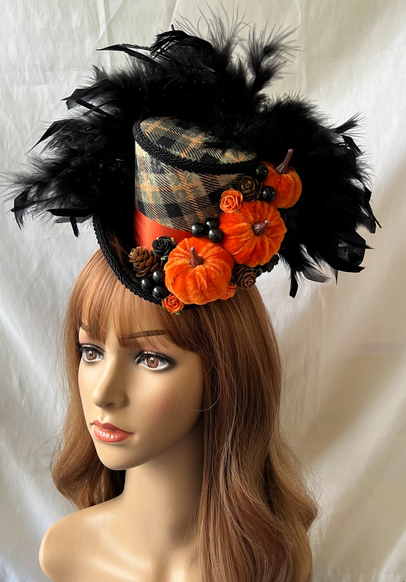 Mini Top Hat Fall Mini Top Hat Thanksgiving Hat Black and - Etsy