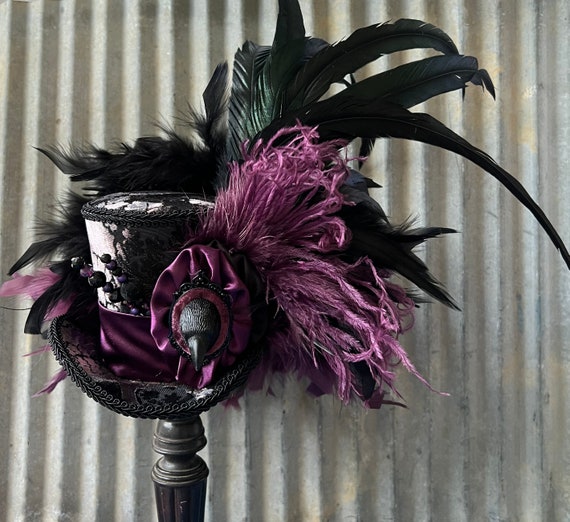 Mini Top Hat Halloween Mini Hat Purple Crow Hat Edgar Allan - Etsy