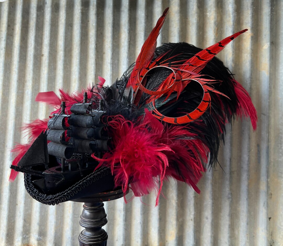 RESERVED FOR LAUREN, Mini Pirate Hat, Burgundy Mini Pirate Hat, Mini ...