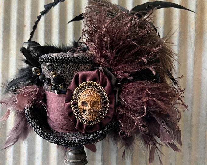 Mini Top Hat, Gothic Hat, Sugar Skull, Skeleton Hat, Day of the Dead ...