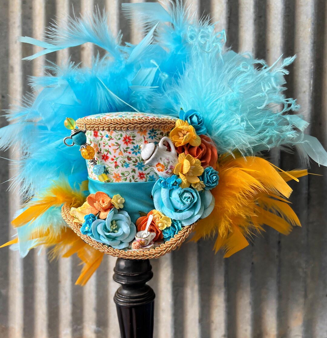 Mini Top Hat, Tea Hat, Blue and Pink Tea Cup Hat, Alice in Wonderland ...
