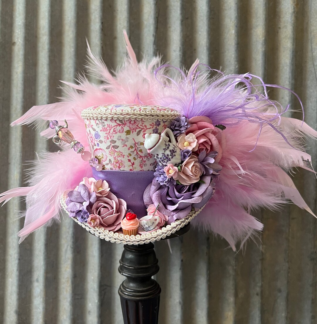 Mini Top Hat Pink and Purple Tea Cup Hat Alice in - Etsy