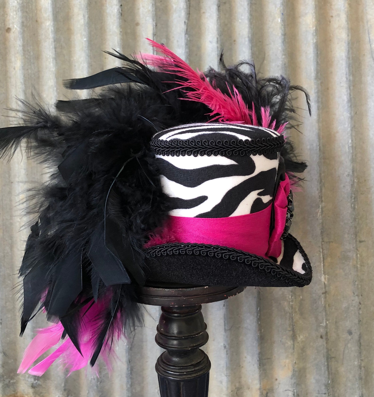 Mini Top Hat Black and White Zebra Stripe MIni Top Hat Hot | Etsy