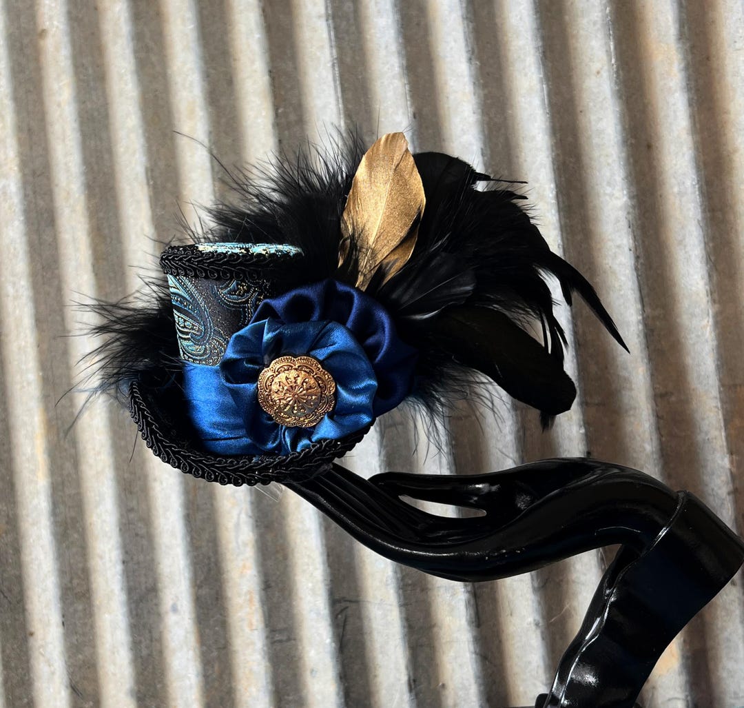 Micro Mini Top Hat, Tea Hat, Navy Blue Mini Hat, Alice in Wonderland ...